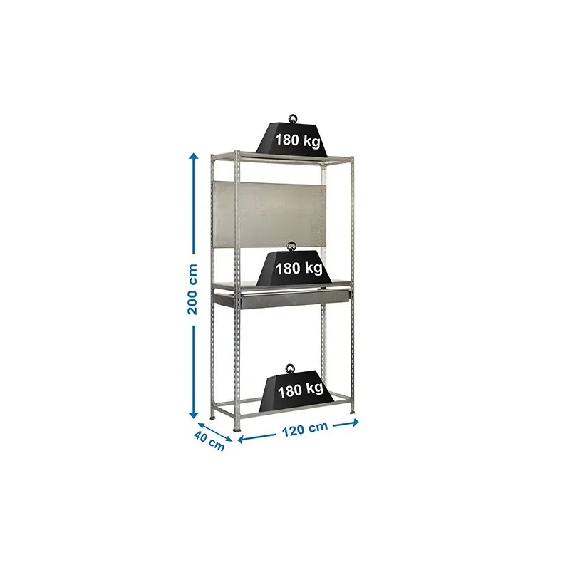 Etagère 3 niveaux + 1 tiroir 540kg -Kit SIMONRACING BOX MEGAPLUS 3/400 -1200x2000x400mm ...