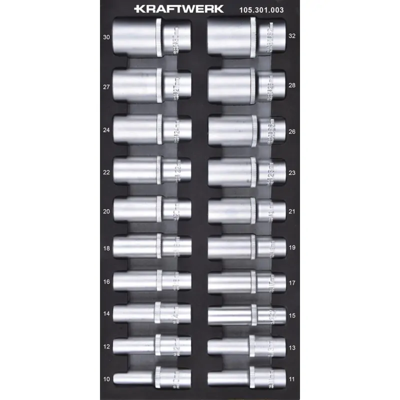 Module de douilles longues 1/2", BASIC LINE, 20 pièces, 40x20 - KRAFTWERK 105.301.003