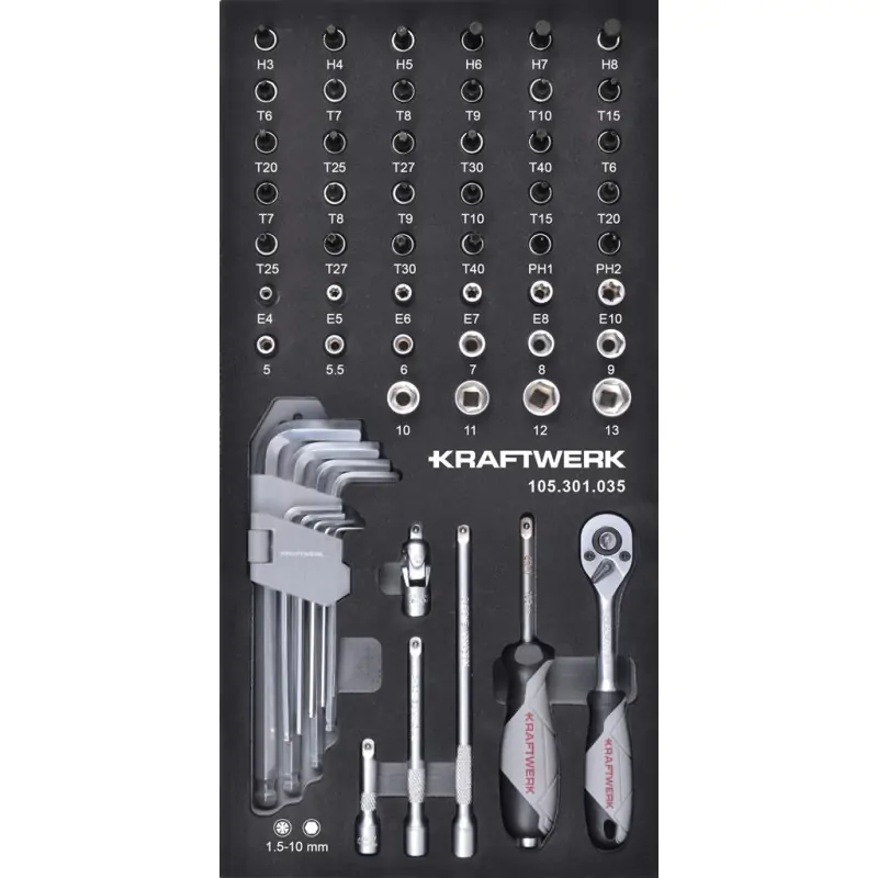 Module de douilles 1/4" BASIC LINE, 61 pièces, 40x20 - KRAFTWERK 105.301.035