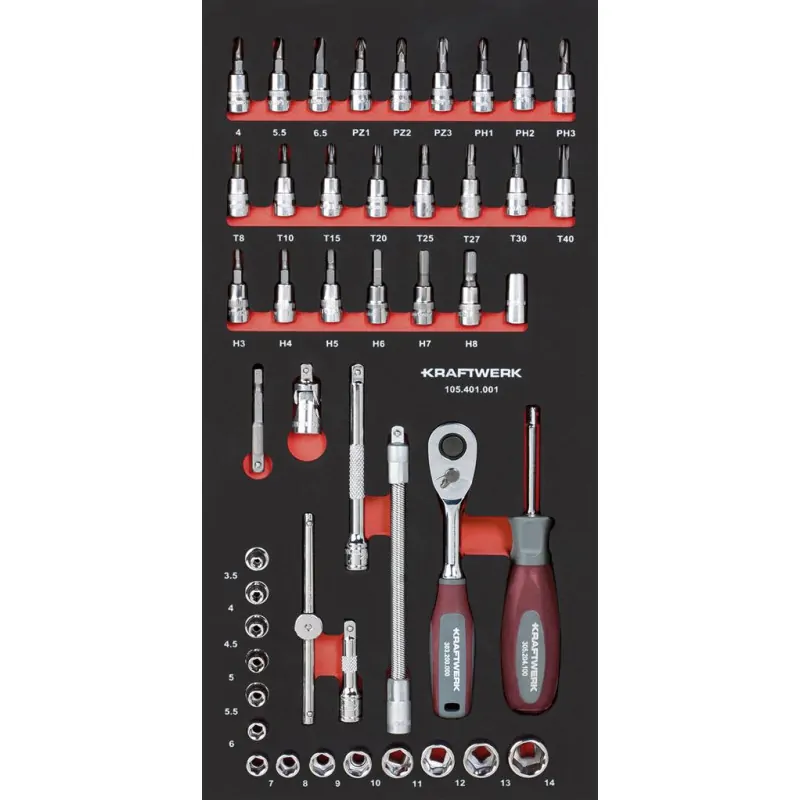 Module de douilles 1/4" PRO LINE, 46 pièces, 40x20 - KRAFTWERK 105.401.001