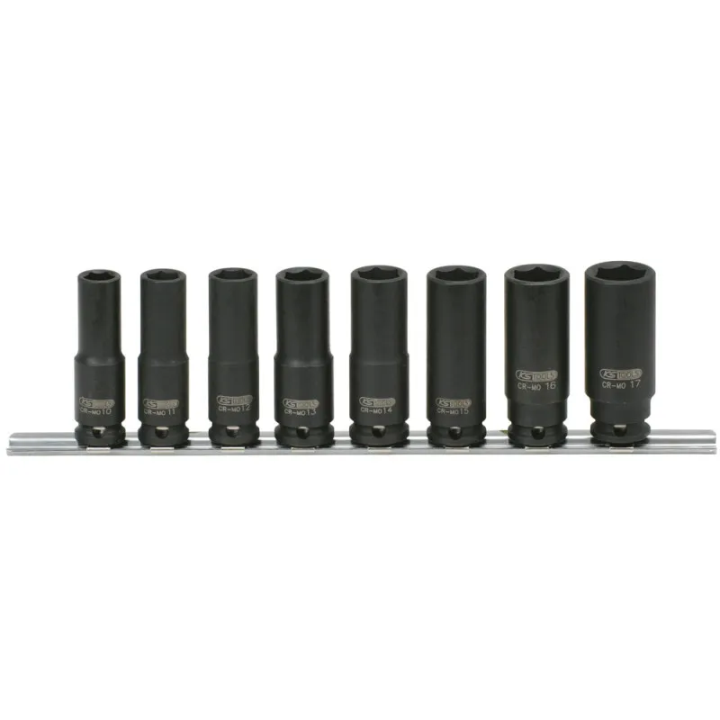 Jeu de 8 douilles Longues à chocs 3/8’’ sur rail KS TOOLS 515.0648