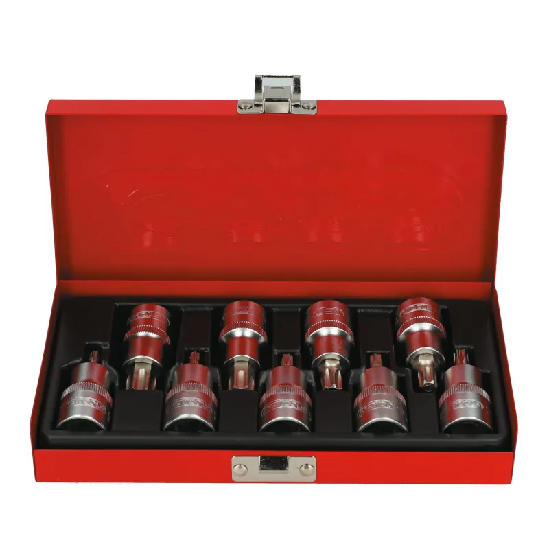 Coffret de 9 douilles tournevis ULTIMATE 1/2" TORX percé KS TOOLS 922.1802