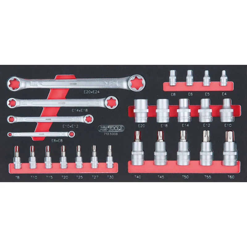Module de douilles ULTIMATE et clés TORX 1/4 - 1/2, 25 pièces KS TOOLS Garantie 2 An(s)
