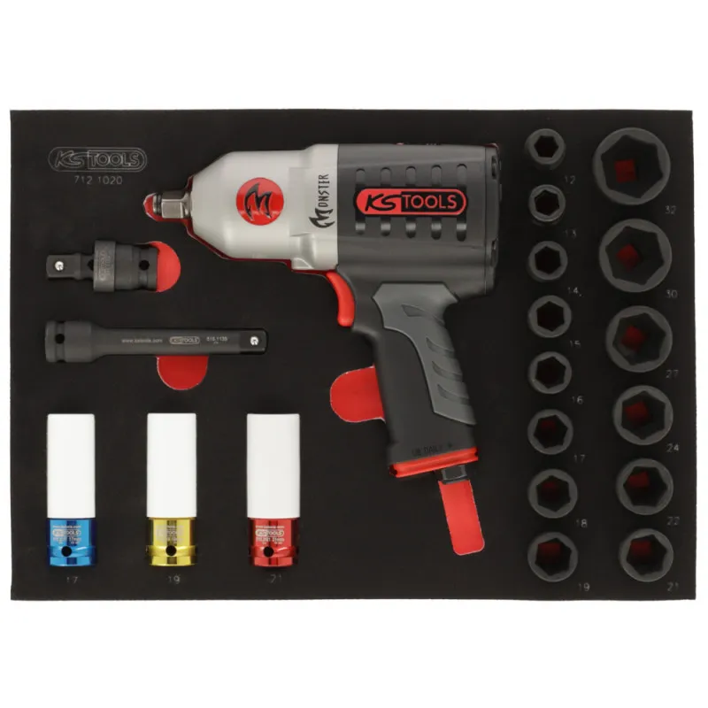 Module de douilles et clé à chocs pneumatique 1/2'', 20 pièces KS TOOLS 712.1020