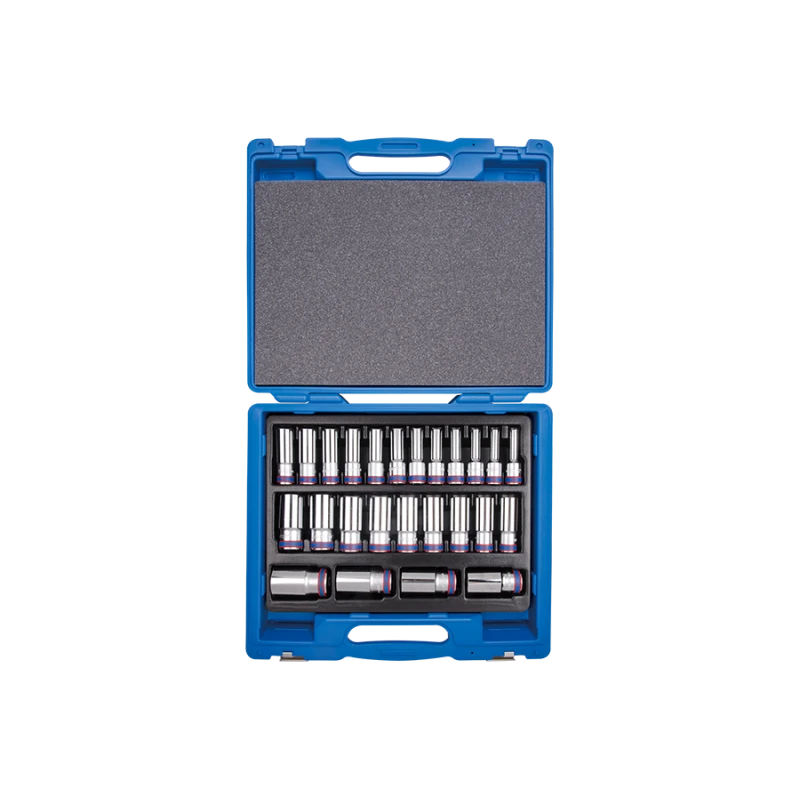Coffret De Douilles Longues 1/2" 6 Pans Métriques - 25 Pièces King Tony - 4335MR01